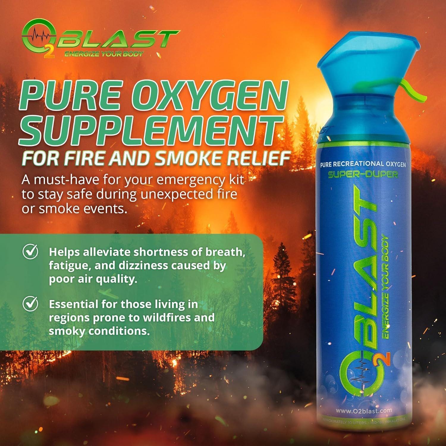 O2 Blast 99.7% Pure Oxygen, 10 LITER Portable Can 10 Pack With Custom ...