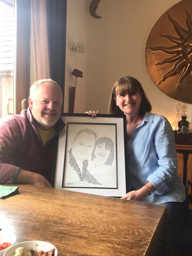 Bespoke Family Drawings Word Art Personalised Gift Family Photo Drawing ...