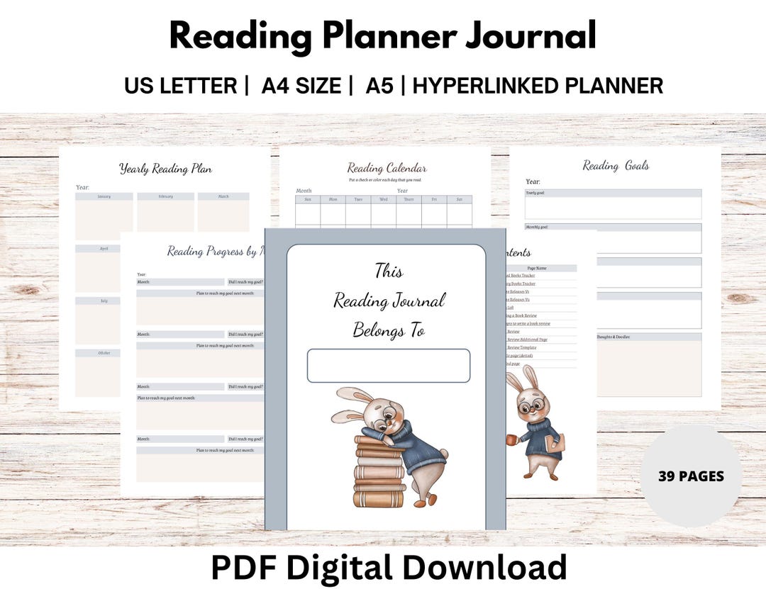 Reading Planner Printable Tracker, A5, A4, Ltr, Journal, Daily Habit ...