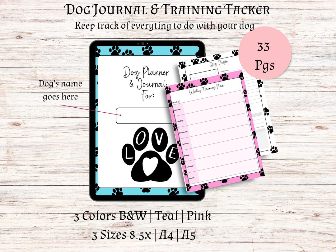 Printable Dog Journal | Puppy Training Log & Behavior Tracker | Dog ...