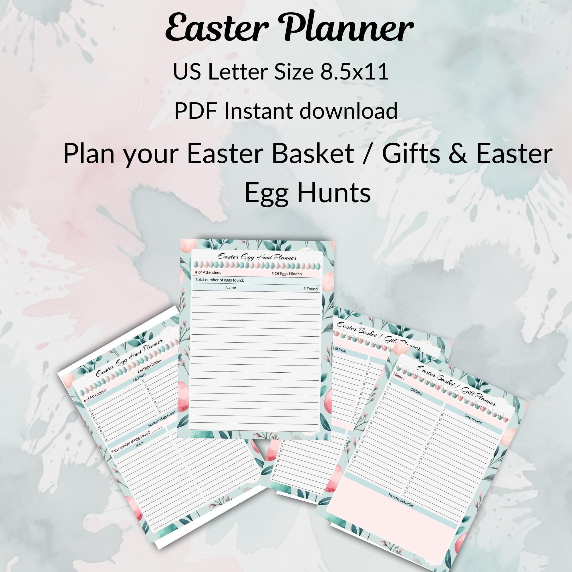 Easter Planner Printable, Meal, Egg Hunt, Basket Planning (PDF Download ...