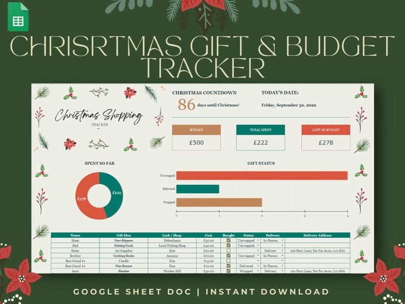 Christmas Shopping & Budget Tracker - Etsy