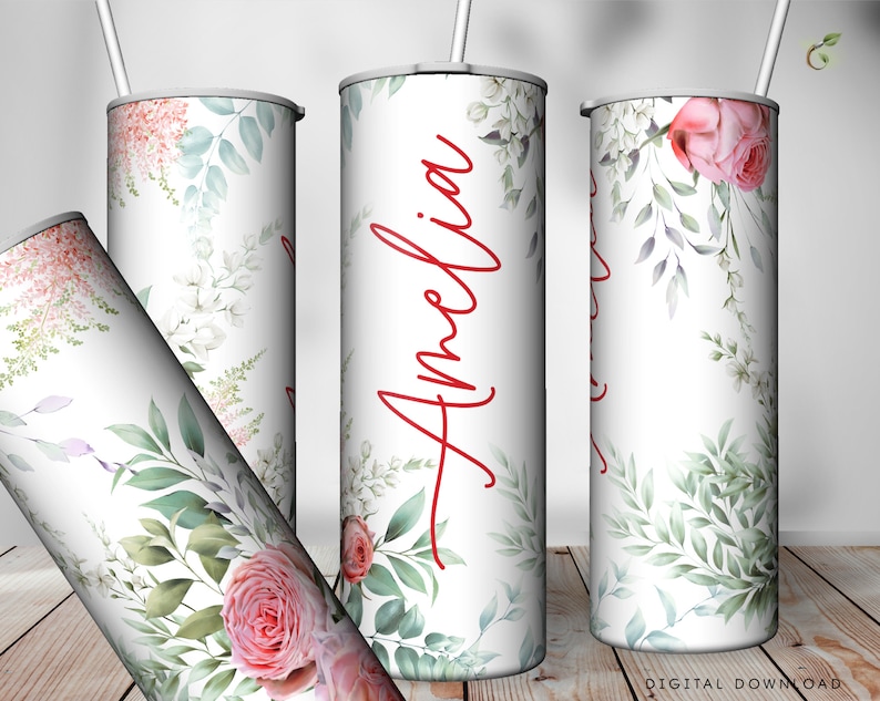 Floral Tumbler Sublimation Tumbler Add Your Own Text or - Etsy