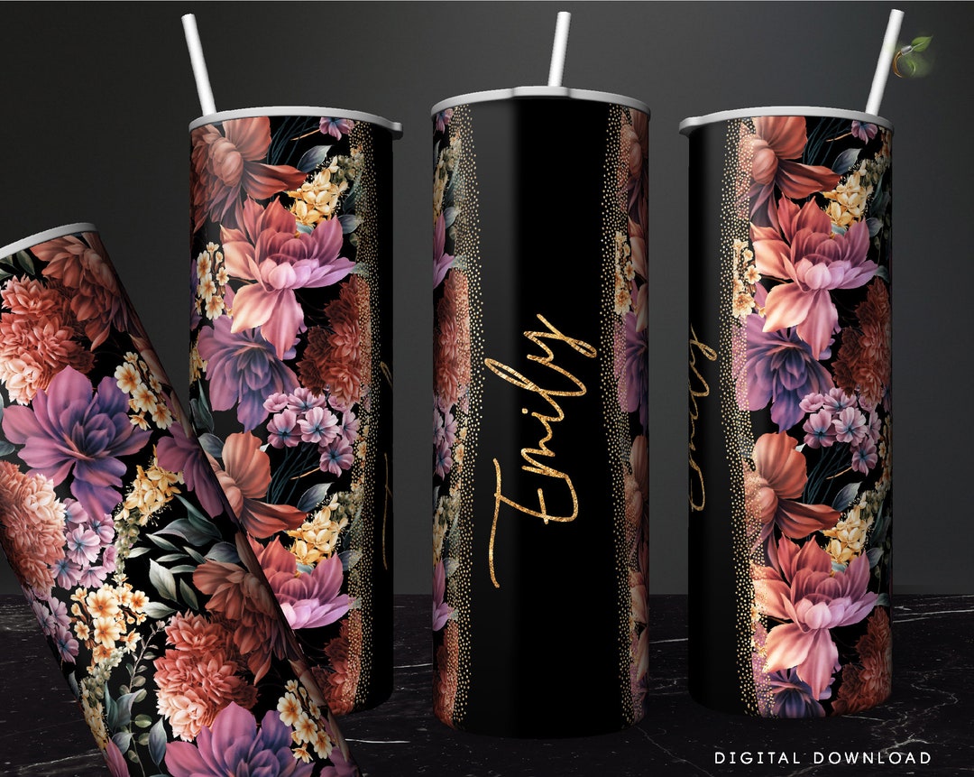 Floral Tumbler, Sublimation Flowers Tumbler, Add Your Own Text or Name ...