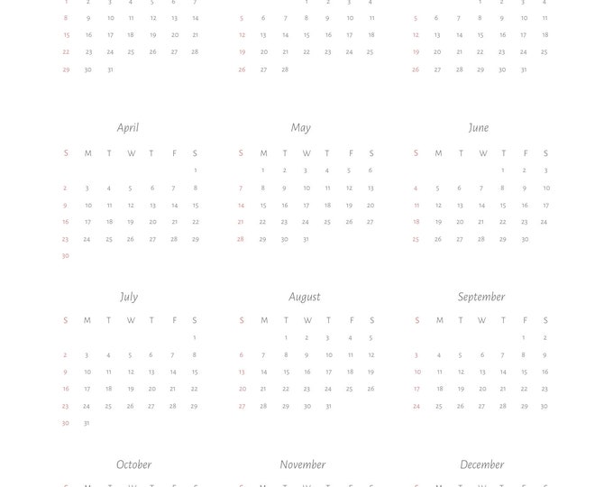Simplistic 2023 Year & Month Calendar - Etsy