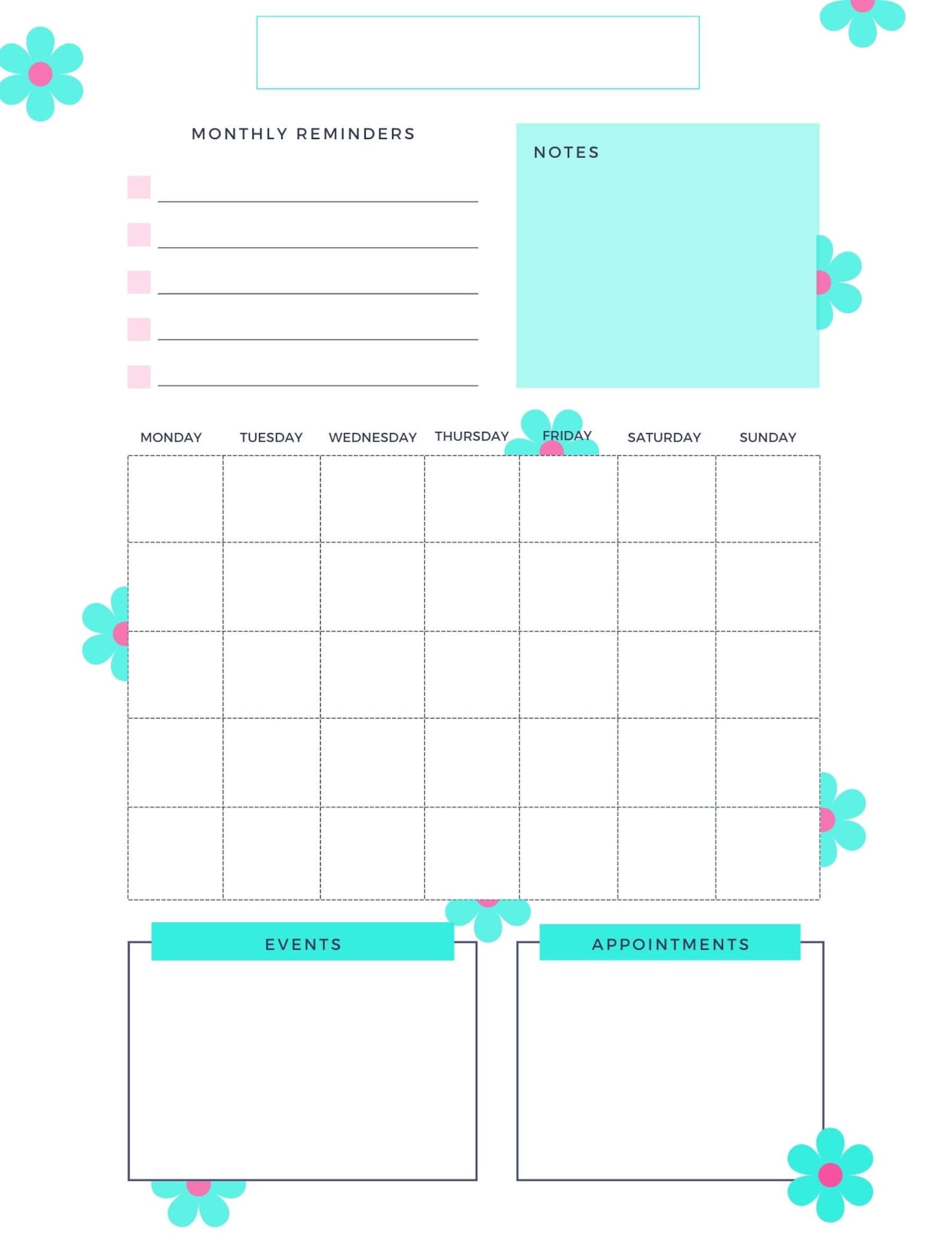 Simple Monthly Planner - Etsy