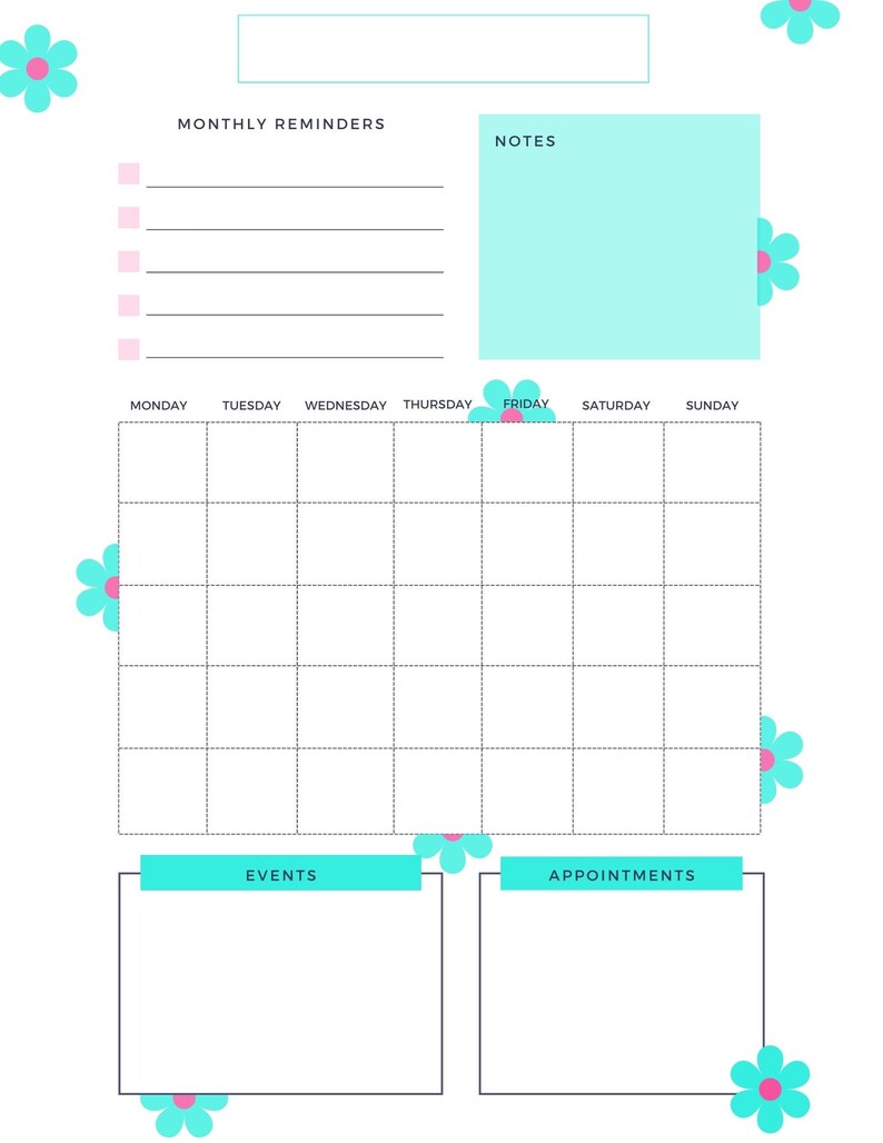 Simple Monthly Planner - Etsy