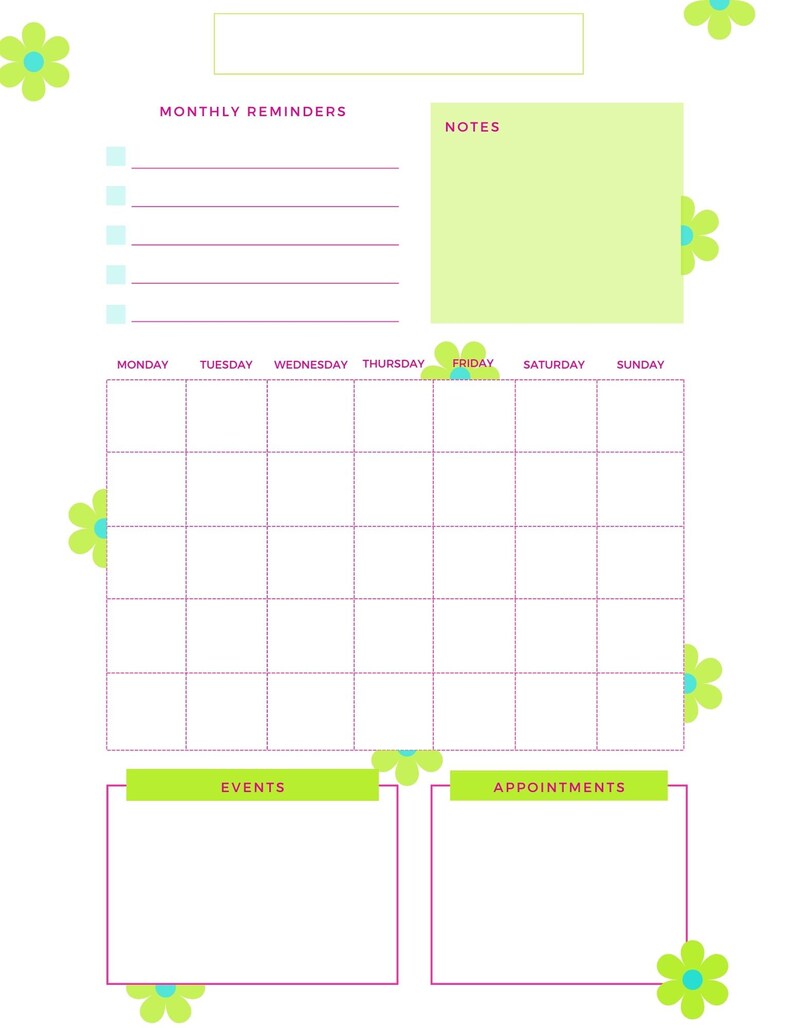 Simple Monthly Planner - Etsy