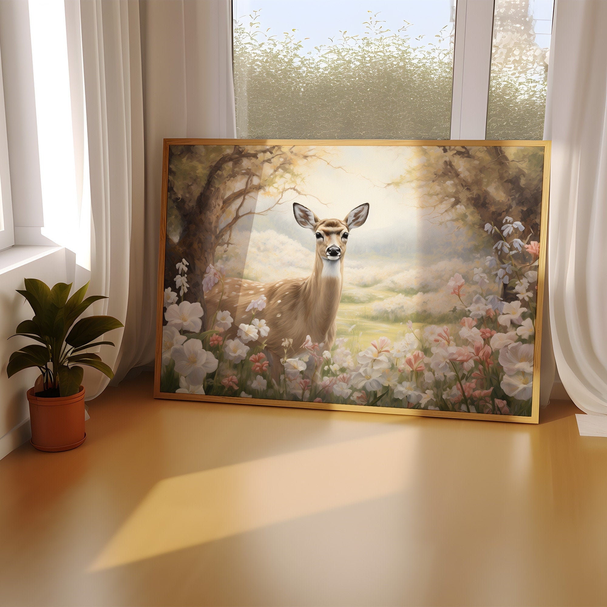 Deer in Spring Printable Wall Decor Spring Decor Spring Printable Art ...