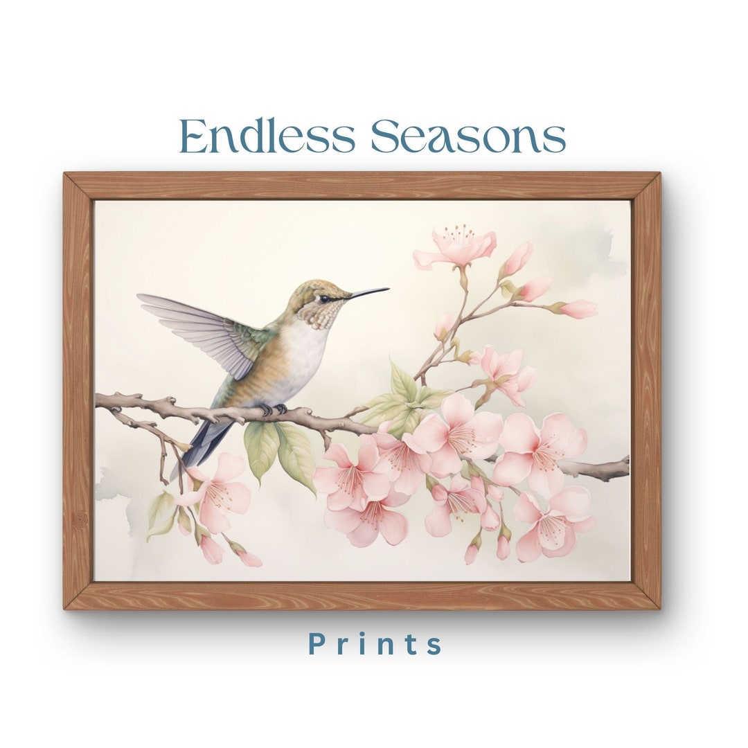 Hummingbird Art Printable | Spring Printable Art | Floral Printable Art ...
