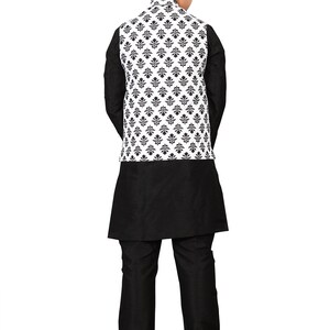 Boys Indian Traditional Silk Kurta With Jute Printed Koti and Pyjama ...