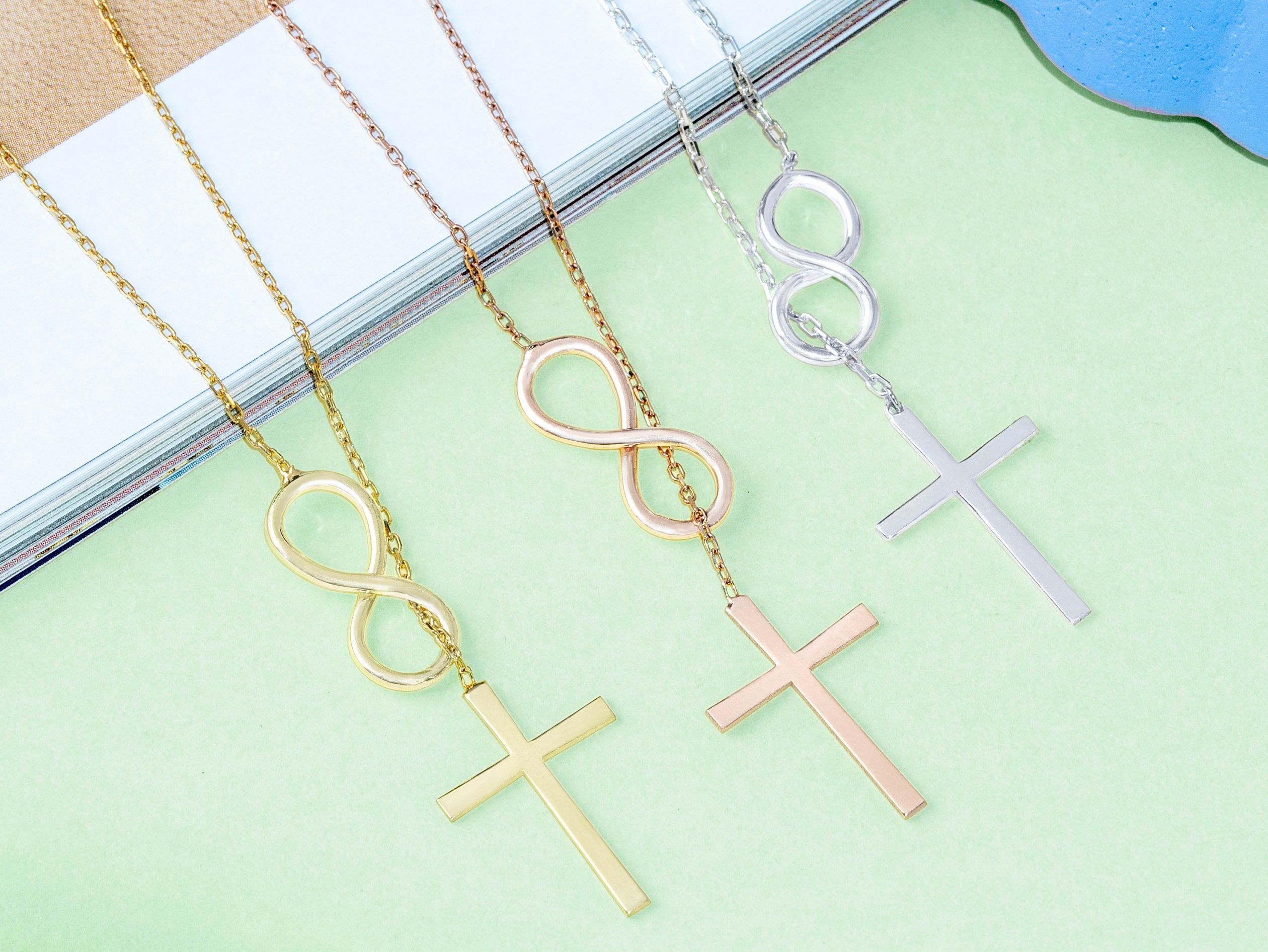 Infinity Cross Necklace, Silver Cross Jewelry, Religious Necklace, Gift ...