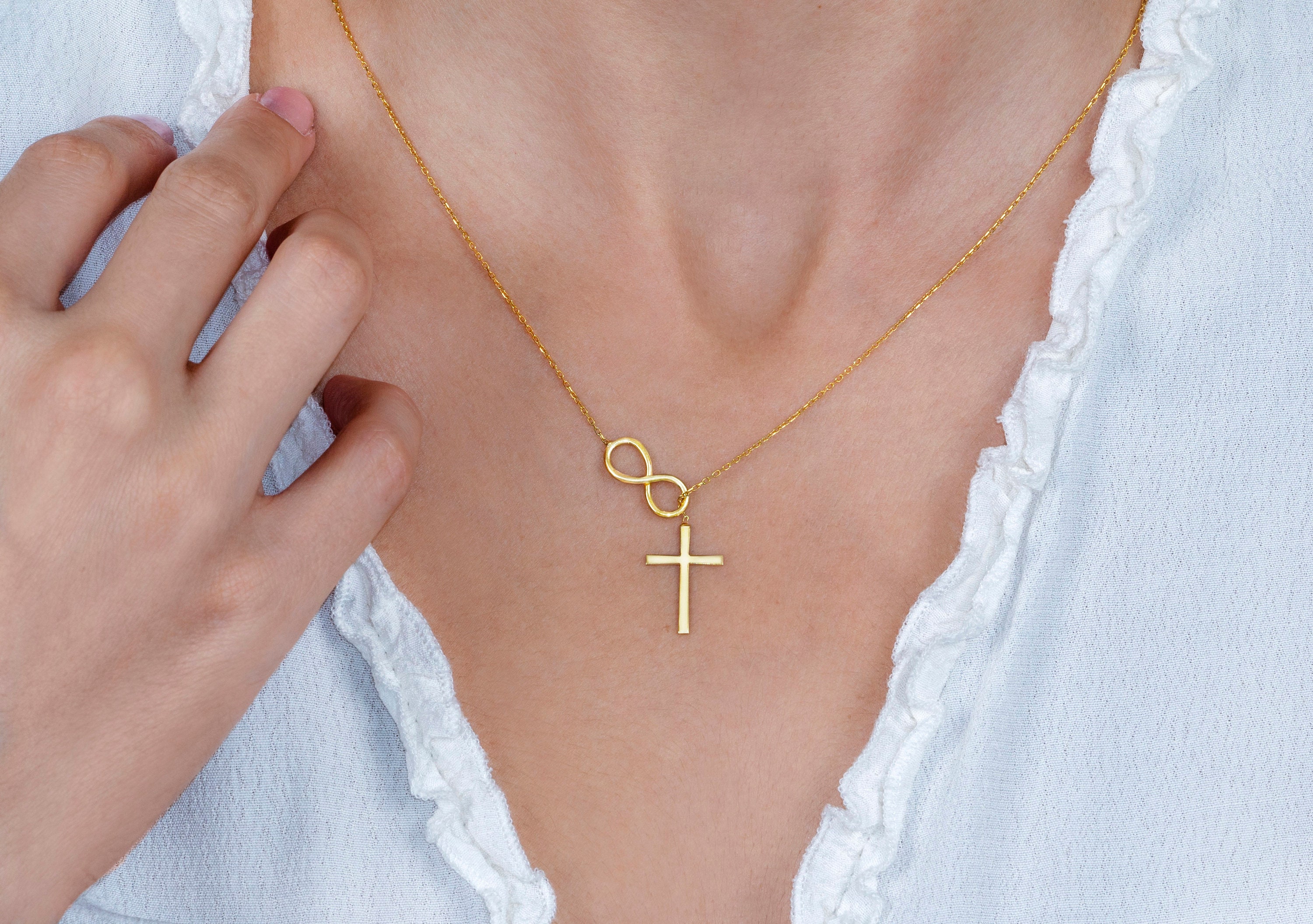Infinity Cross Necklace, Silver Cross Jewelry, Religious Necklace, Gift ...