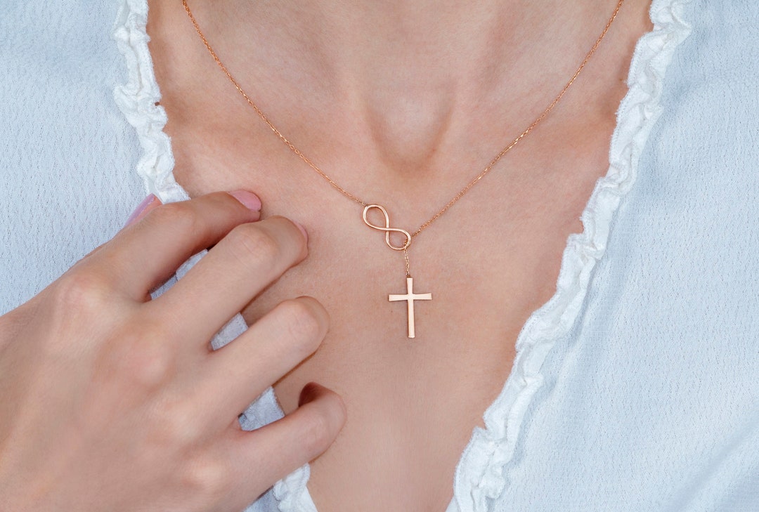 Infinity Cross Necklace, Silver Cross Jewelry, Religious Necklace, Gift ...