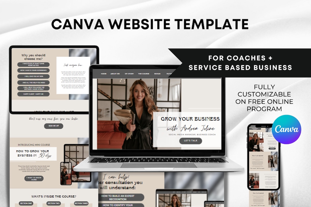 Business Coach Website Template, Canva Coaching Course Templates ...