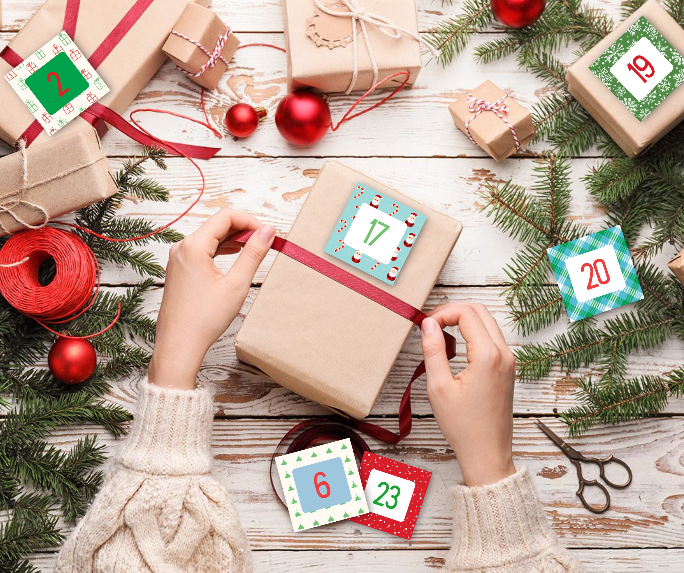 2 Styles Advent Calendar Printable Bundle Christmas Label - Etsy