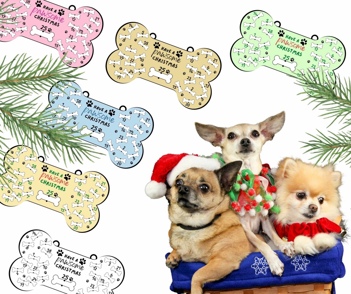 Dog Advent Calendar Png, Christmas Pet Calendar Printable Svg - Instant ...
