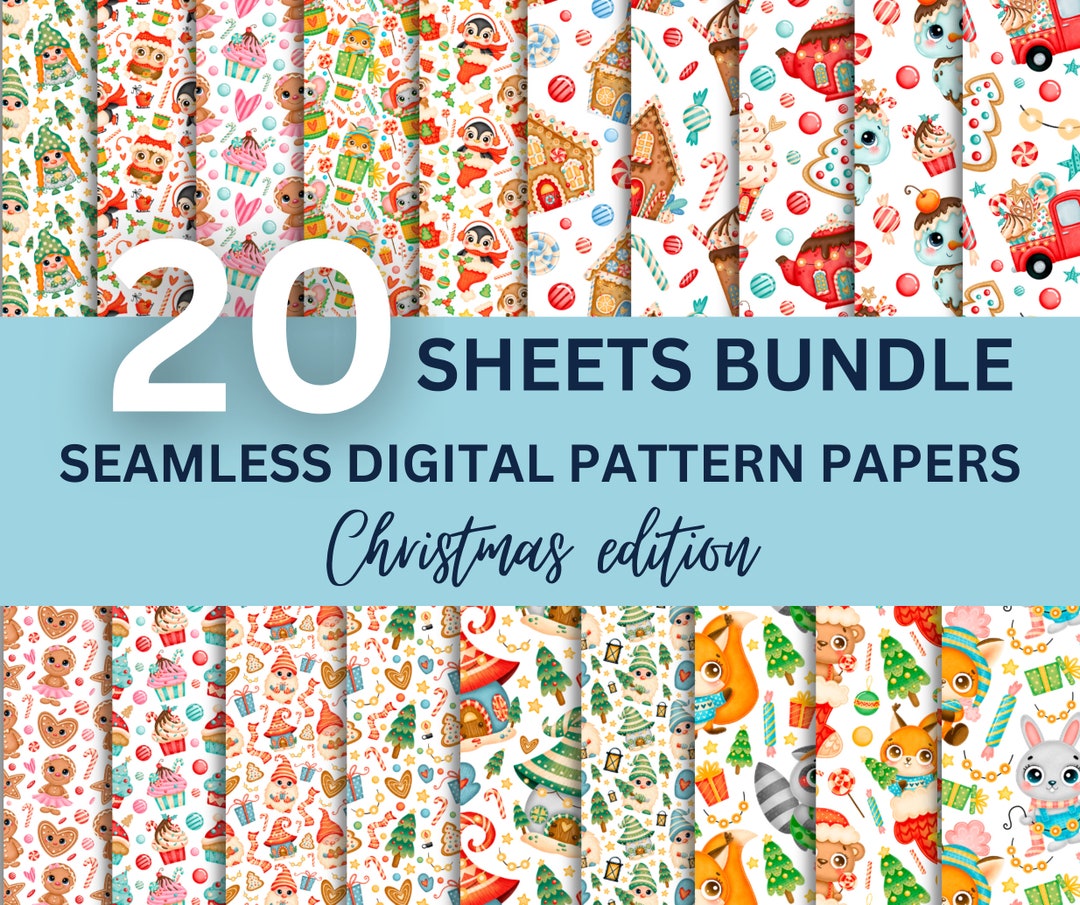 20 Christmas Digital Papers, Christmas Sheet Bundle, Christmas ...