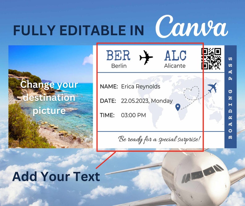 Editable Boarding Pass Template Printable Personalized - Etsy