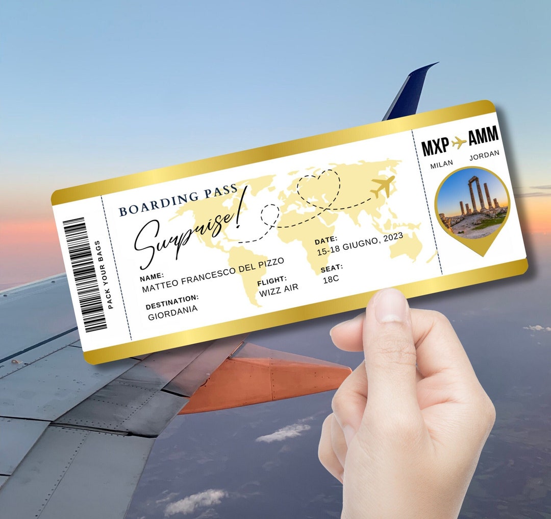 Editable Boarding Pass Template, Printable Personalized Airline Ticket ...
