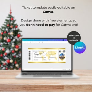 Bearbeitbare Bordkartenvorlage, druckbares personalisiertes Flugticket ...