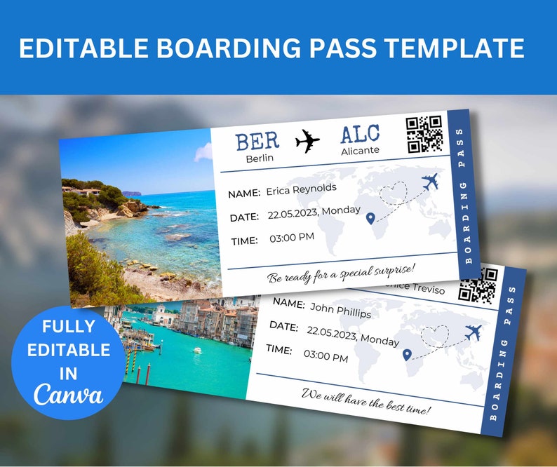Editable Boarding Pass Template Printable Personalized - Etsy