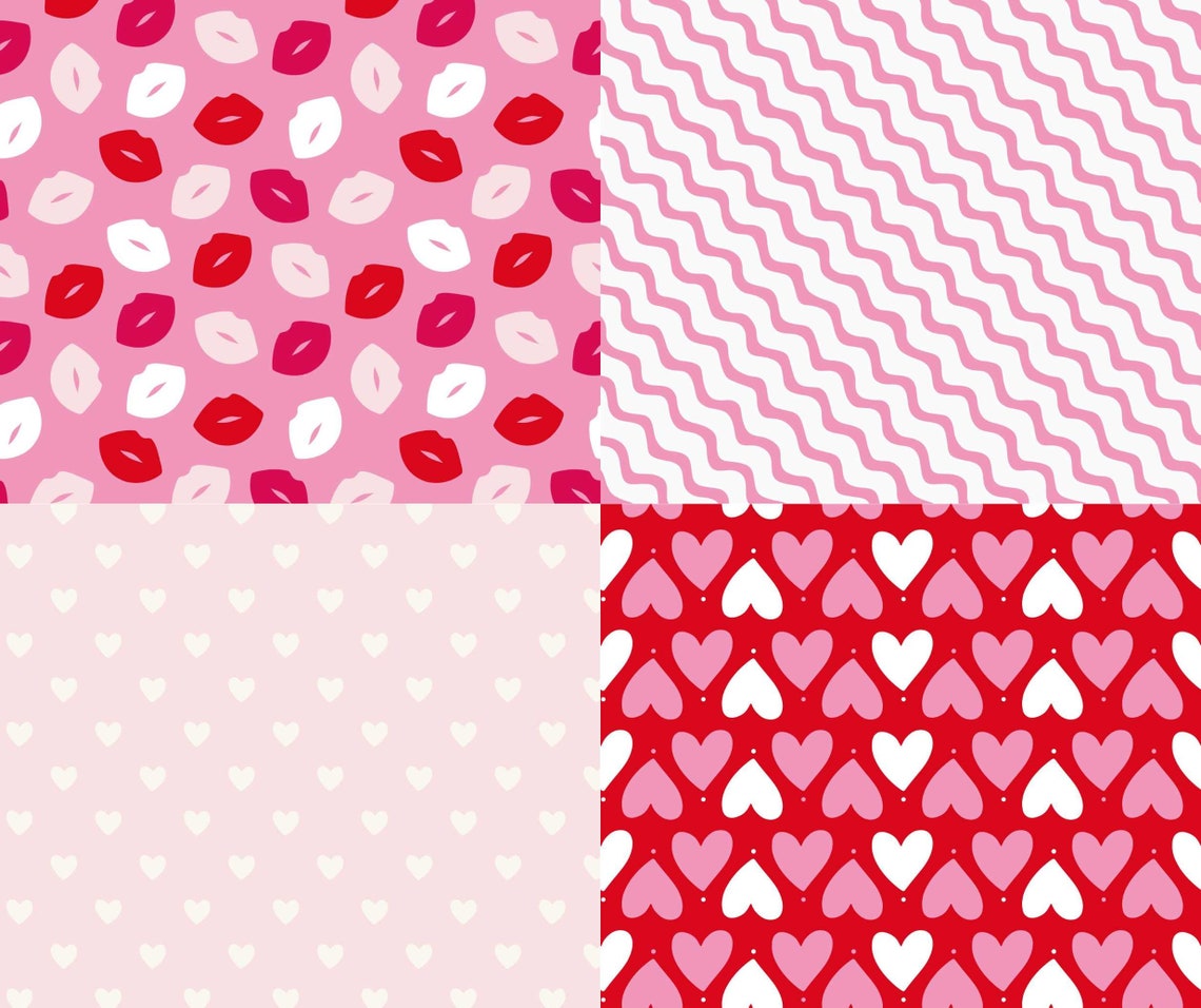 Valentine's Day Digital Paper Love Scrapbook Paper Valentine Pattern ...