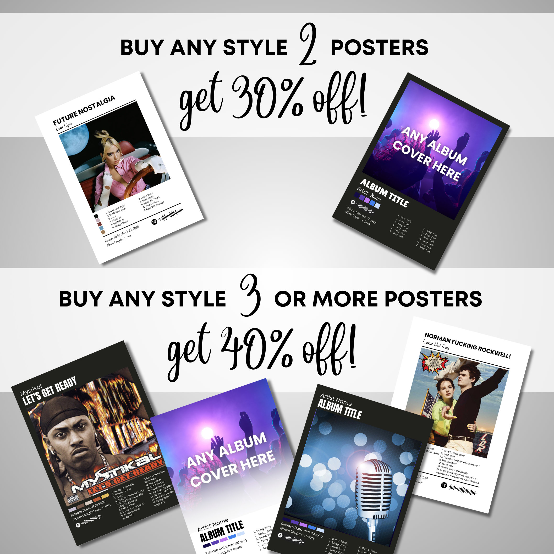 Custom Album Cover Posters Print, White Digital Poster, Customizable ...