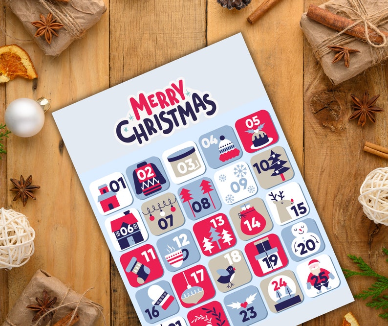 9 Sheets Advent Calendar Printable Bundle Christmas Label - Etsy
