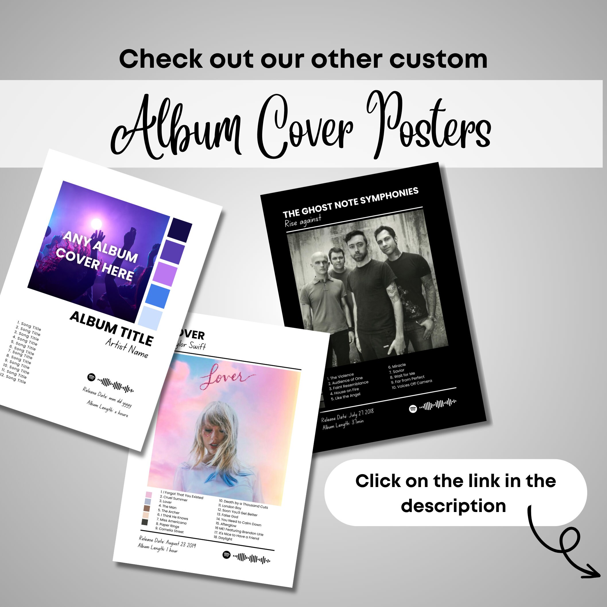 Custom Album Cover Posters, Digital Poster Canva Template, Customizable ...
