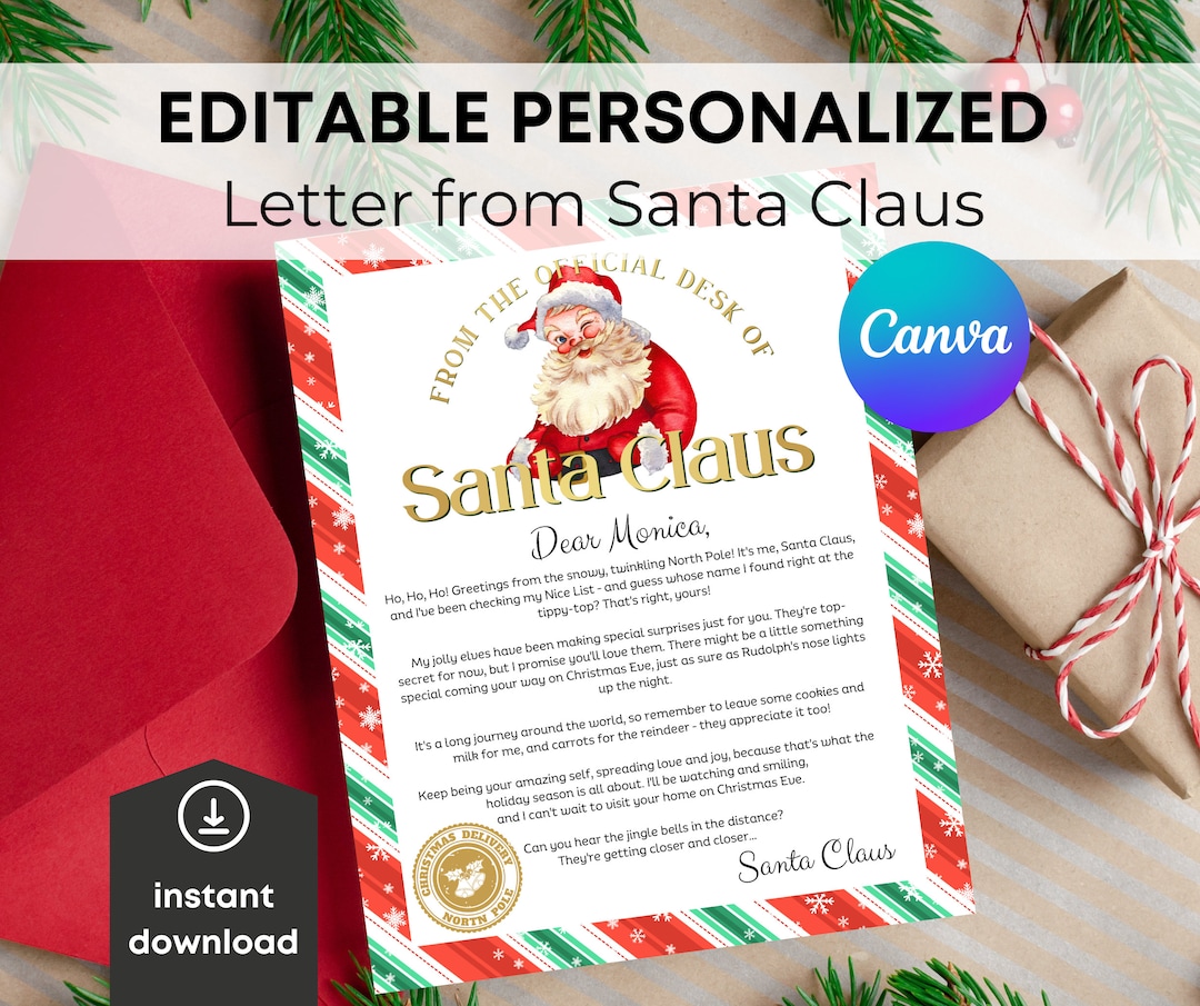 Instant Download Editable Santa Letter, Official Letter From Santa ...