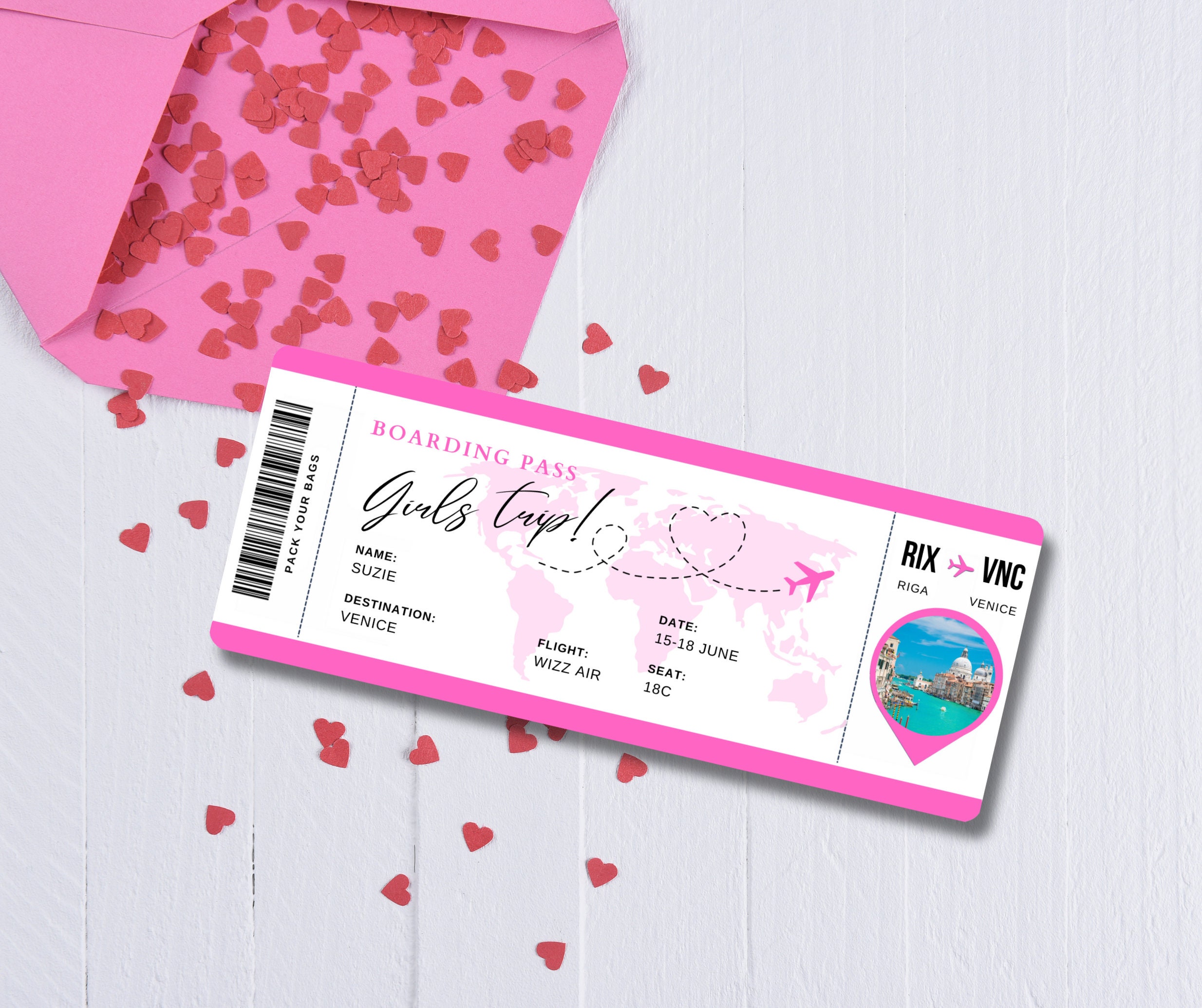Editable Boarding Pass Template, Printable Personalized Airline Ticket ...