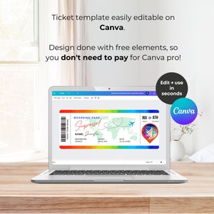 Rainbow Editable Boarding Pass Template, Printable Personalized Airline ...