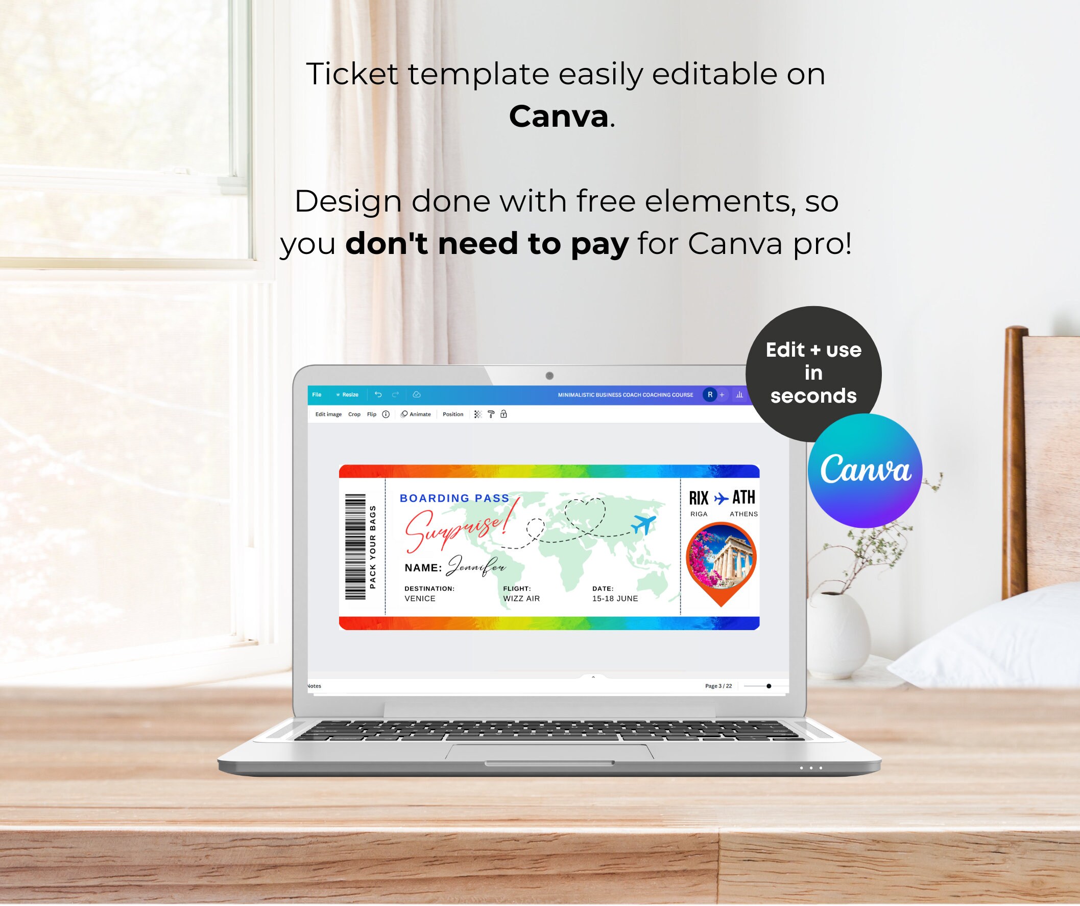 LGBTQ Editable Boarding Pass Template, Printable Personalized Airline ...