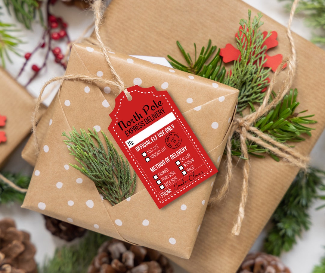 Personal Holiday Tag, Colorful Printable Tag, North Pole Express Gift ...