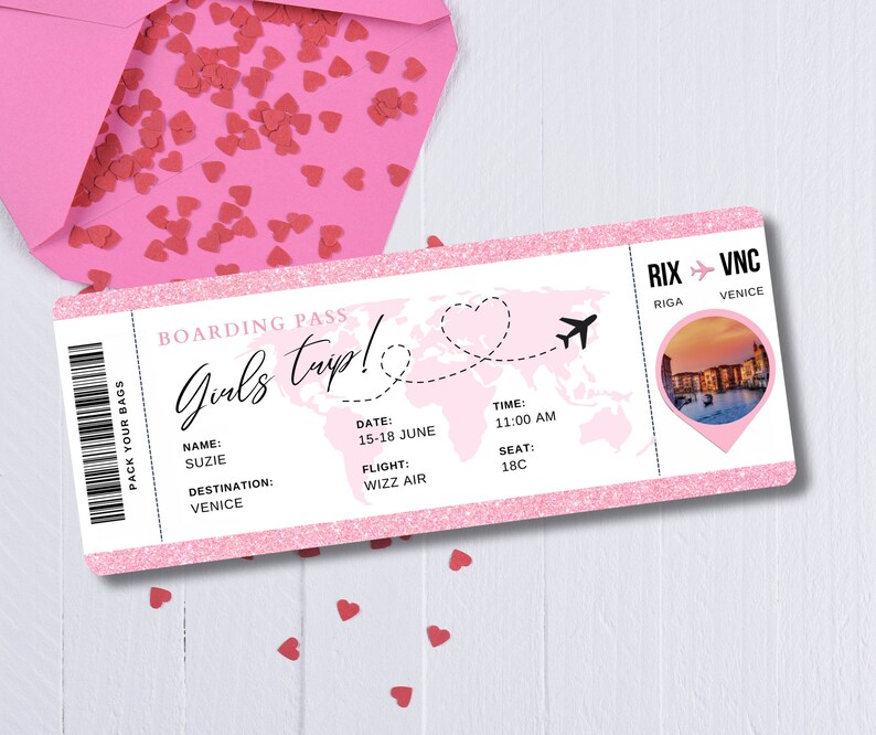 Editable Boarding Pass Template, Printable Personalized Airline Ticket ...