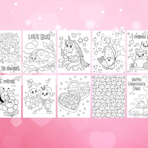 Valentine's Day Coloring Page Set, Valentine's Day Kids Activity ...
