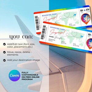 Rainbow Editable Boarding Pass Template, Printable Personalized Airline ...