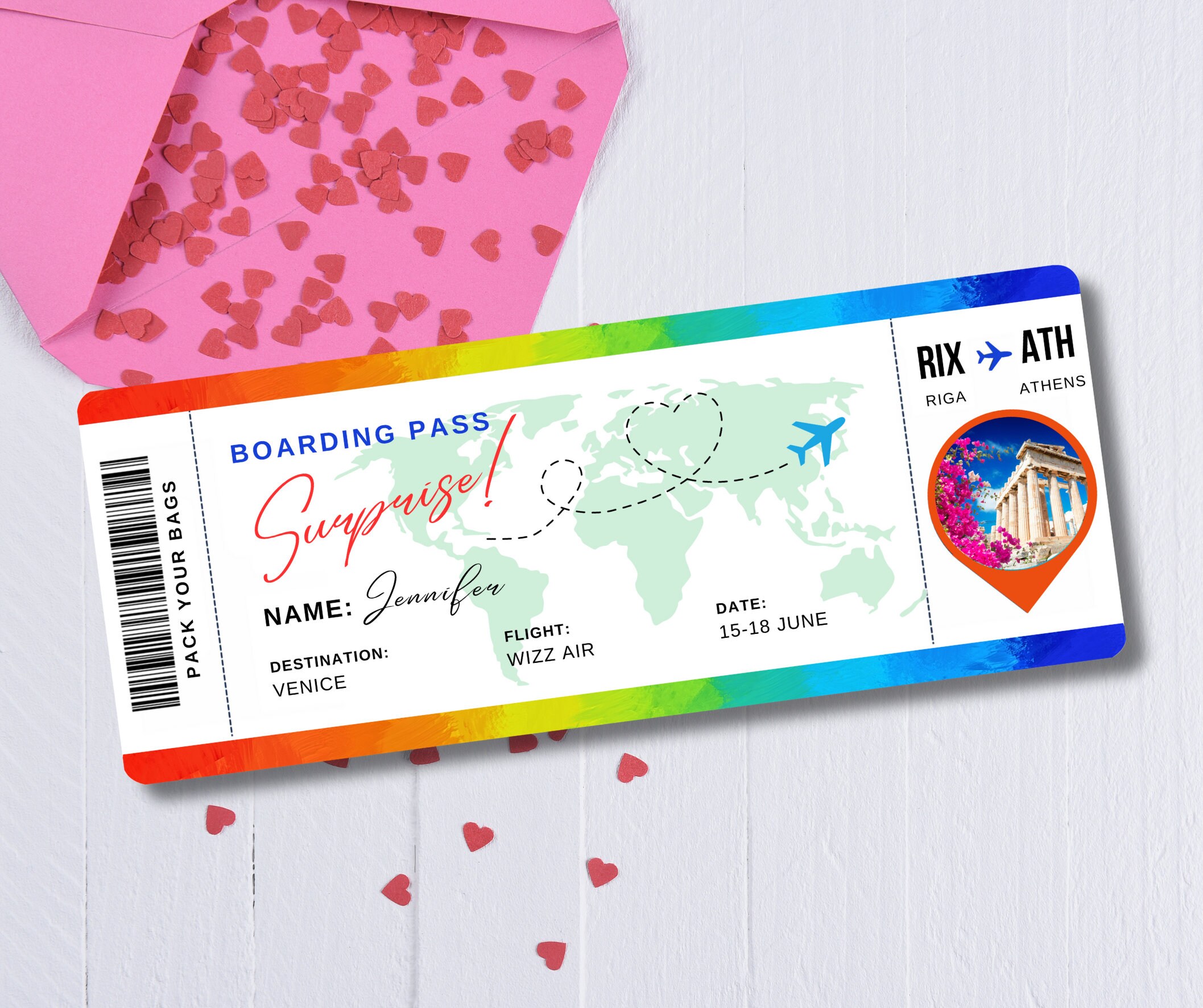 LGBTQ Editable Boarding Pass Template, Printable Personalized Airline ...