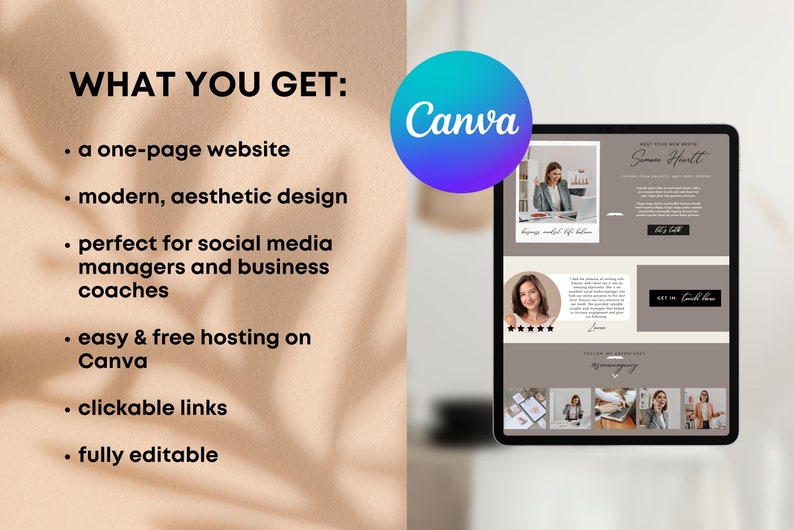 Social Media Manager Website Template Canva Social Media - Etsy