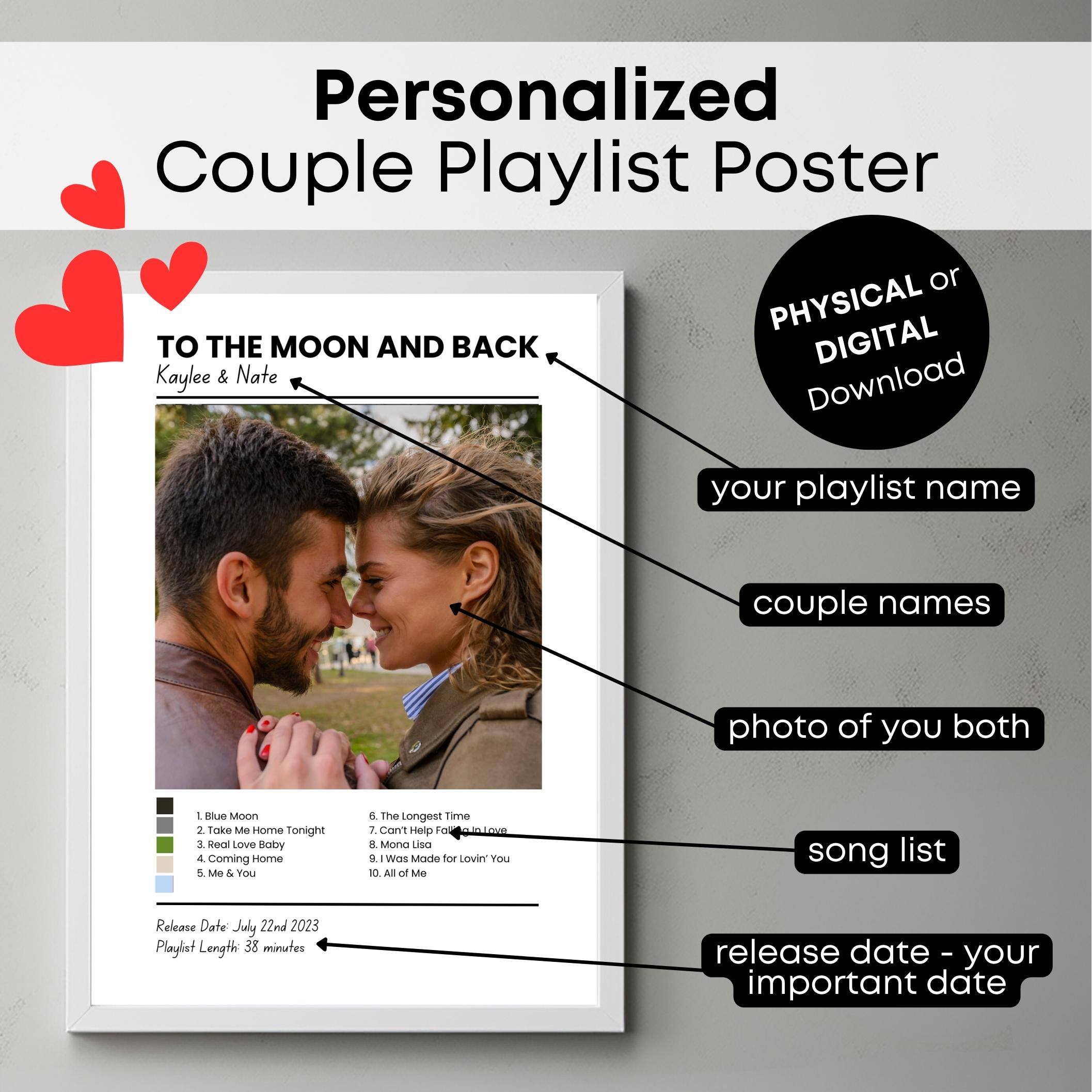 Custom Playlist Poster Print, Personalized Digital Poster, Customizable ...