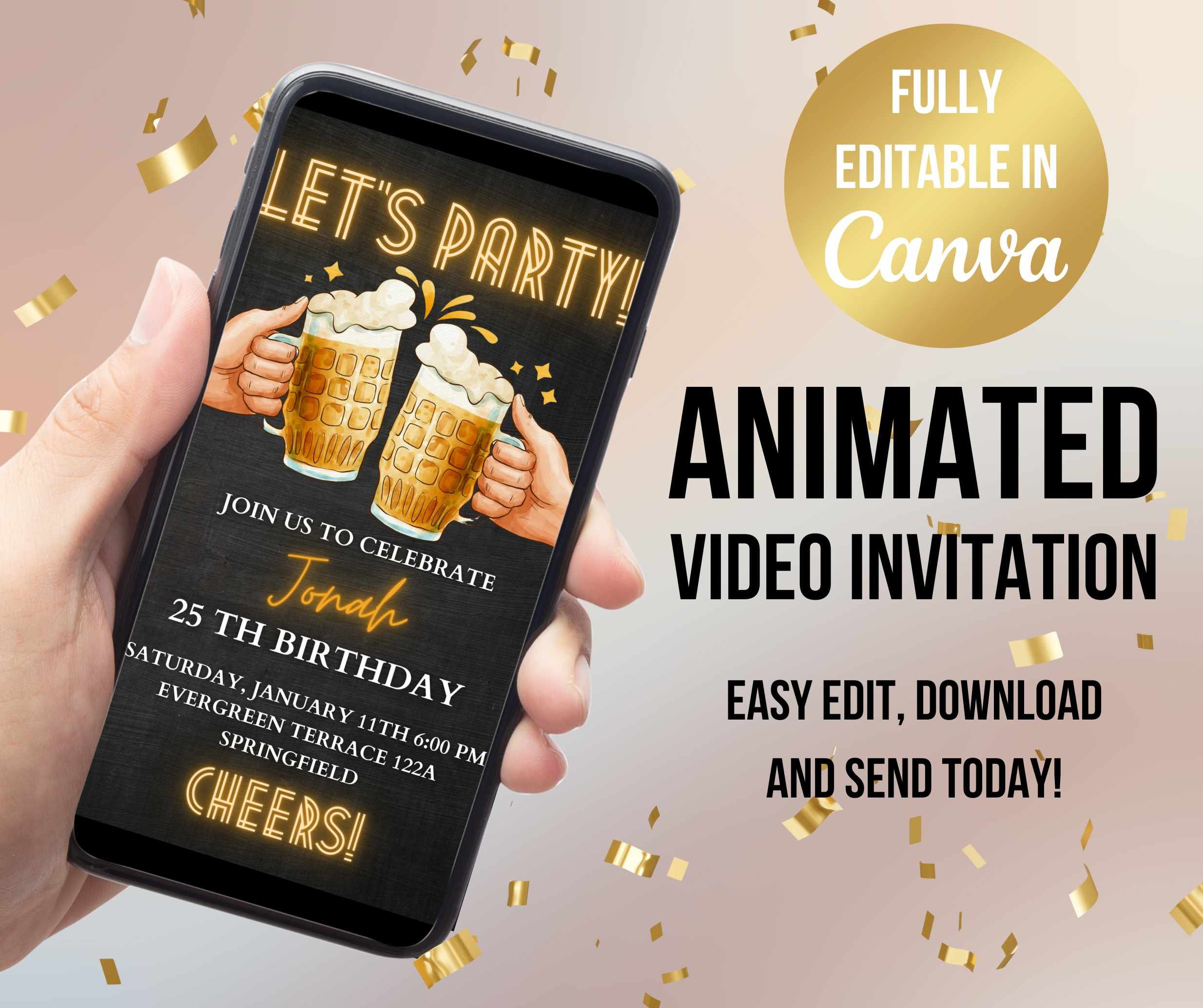 Digital Birthday Party Invitation Electronic Beer Party - Etsy
