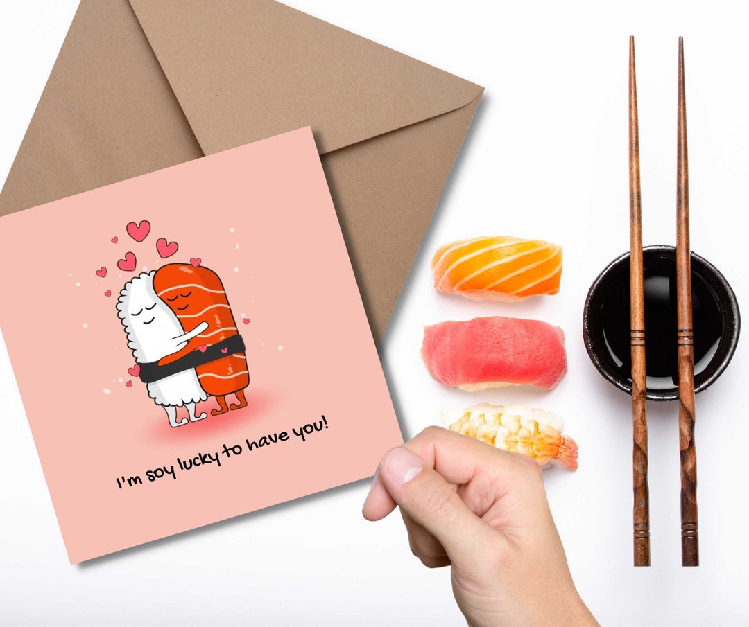 Cute Sushi Card - Kawaii Card, Cards for Her, Cards for Him, Funny ...