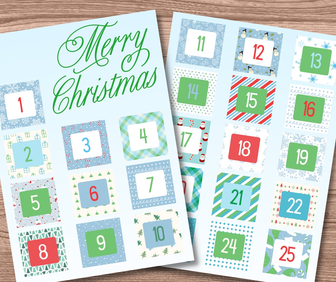 2 Styles Advent Calendar Printable Bundle Christmas Label - Etsy