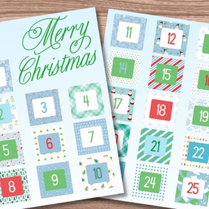 2 Styles Advent Calendar Printable Bundle, Christmas Label Pack, Advent ...