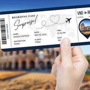 Editable Boarding Pass Template, Printable Personalized Airline Ticket ...