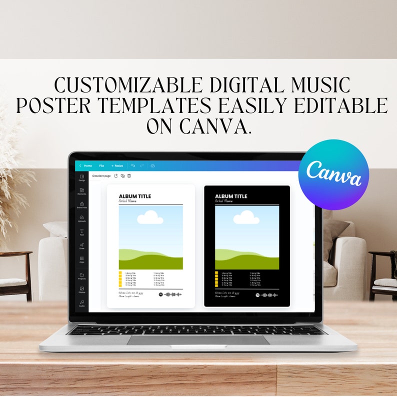 Editable Custom Album Cover Posters, Digital Poster Canva Template ...