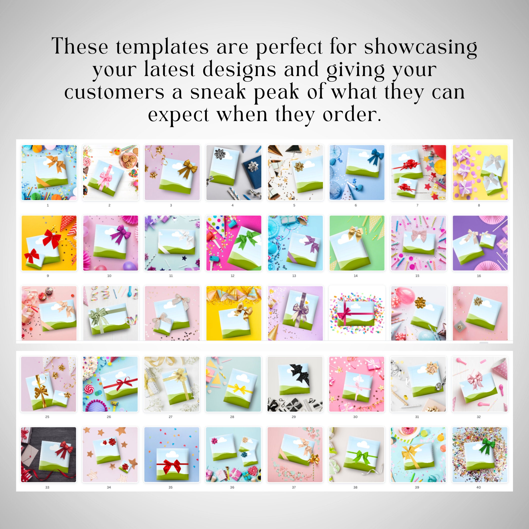 Editable Gift Wrap for Canva, Birthday Wrapping Paper Mockup Bundle ...