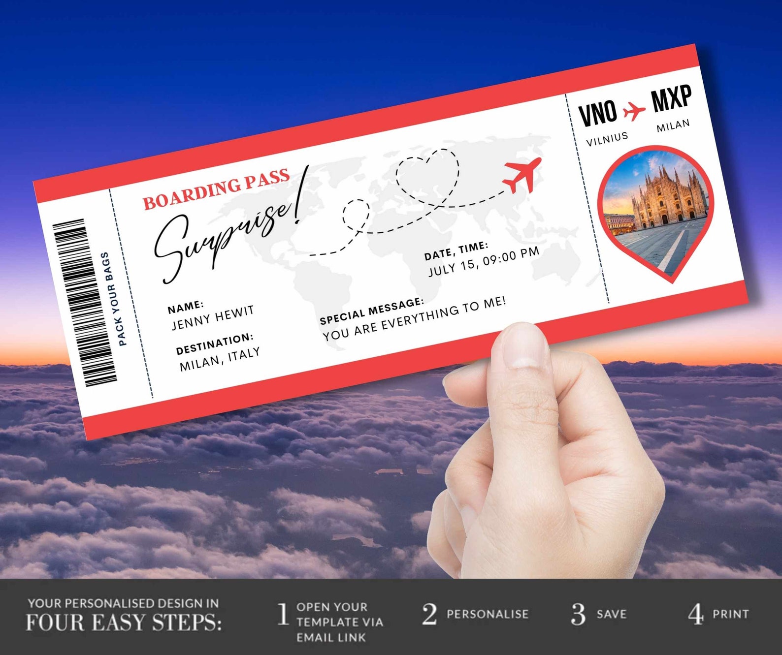 Editable Valentines Boarding Pass Template, Printable Personalized ...