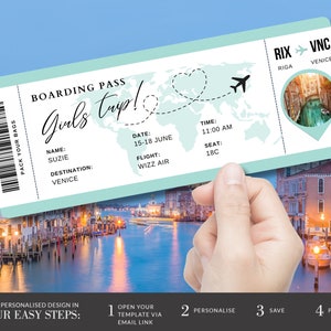 Editable Boarding Pass Template, Printable Personalized Airline Ticket ...